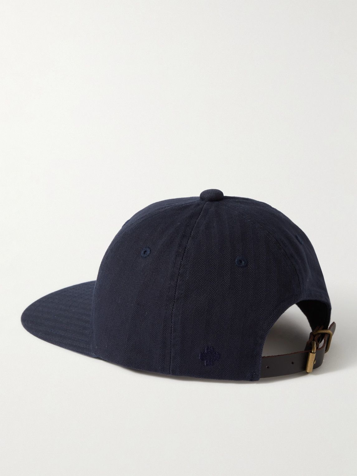 Beams Plus - Logo-Embroidered Leather-Trimmed Herringbone Cotton Cap ...