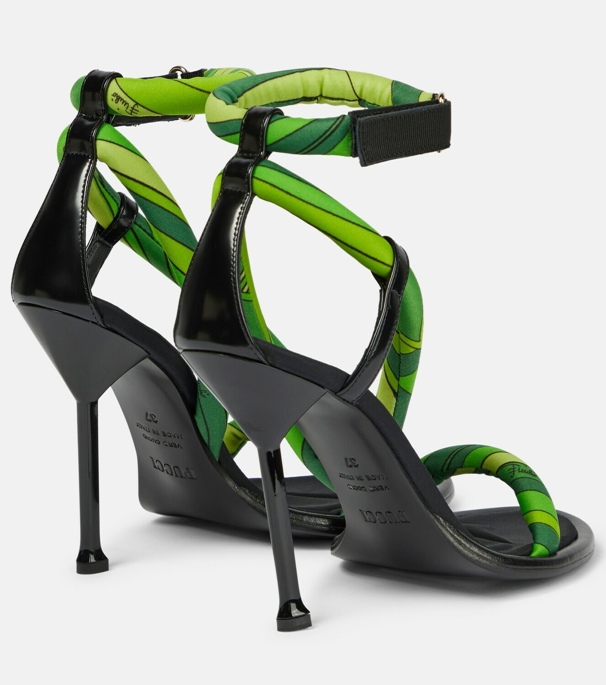 Pucci Leather-trimmed silk sandals Emilio Pucci