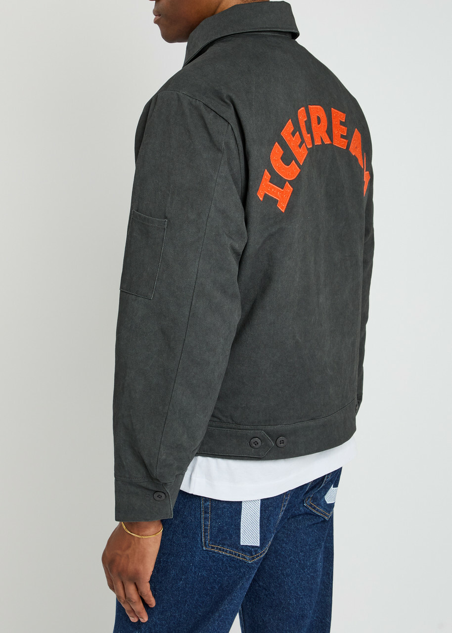 Ice Cream Cone Patch Work Canvas Jacket Black ICECREAM