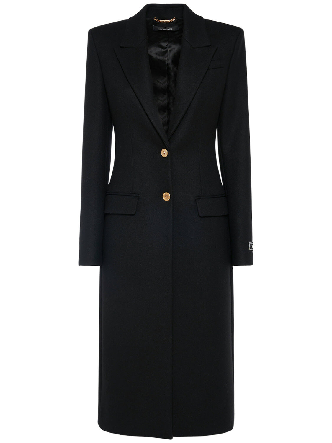 VERSACE - Single Breasted Wool Felt Long Coat Versace