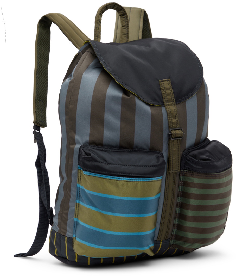 Paul Smith Blue & Khaki Porter-Yoshida & Co. Striped Backpack Paul Smith