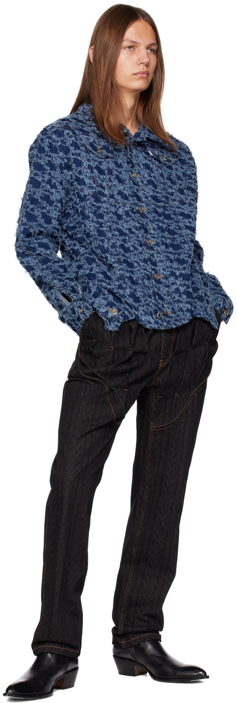 Juntae Kim Blue Loose Thread Denim Jacket Juntae Kim