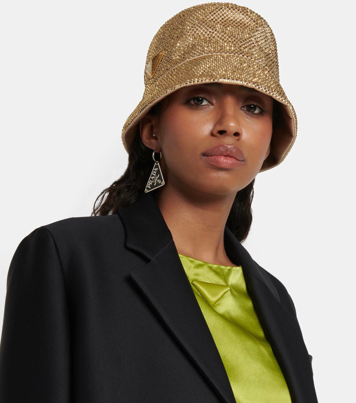 Prada Crystal-embellished satin bucket hat Prada