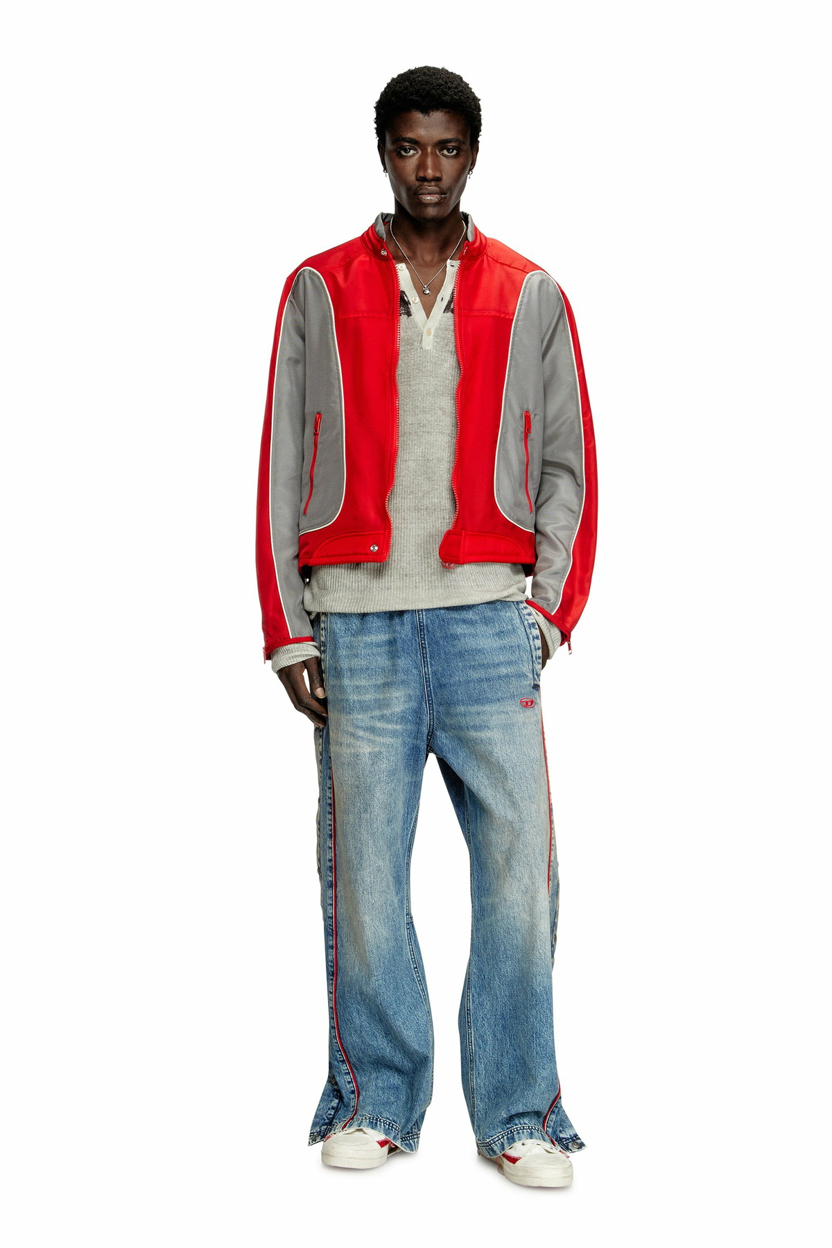 Diesel Colour-block biker jacket with piping - Jackets Mens in To Be ...