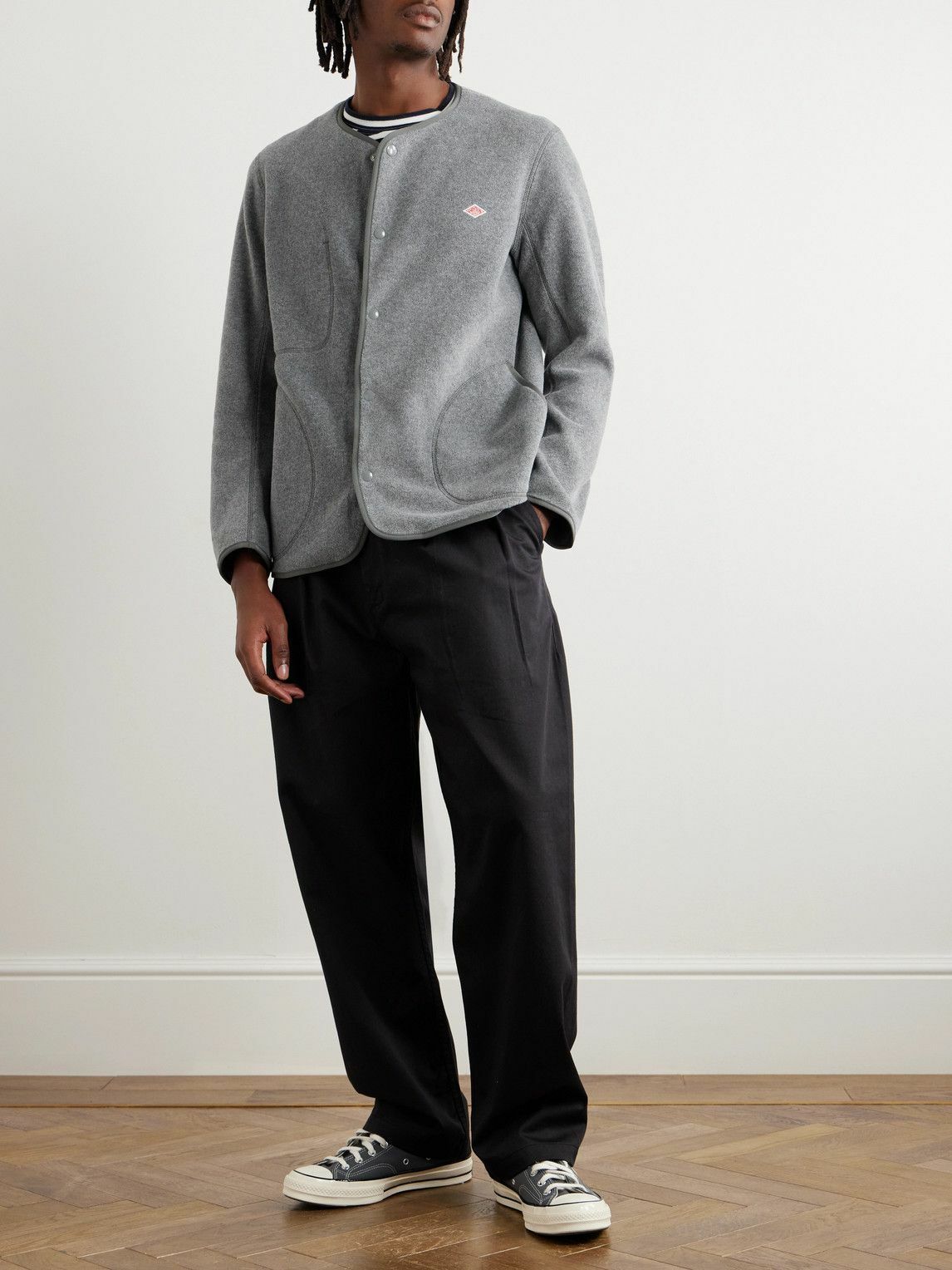 Danton - Logo-Appliqued Fleece Jacket - Gray Danton