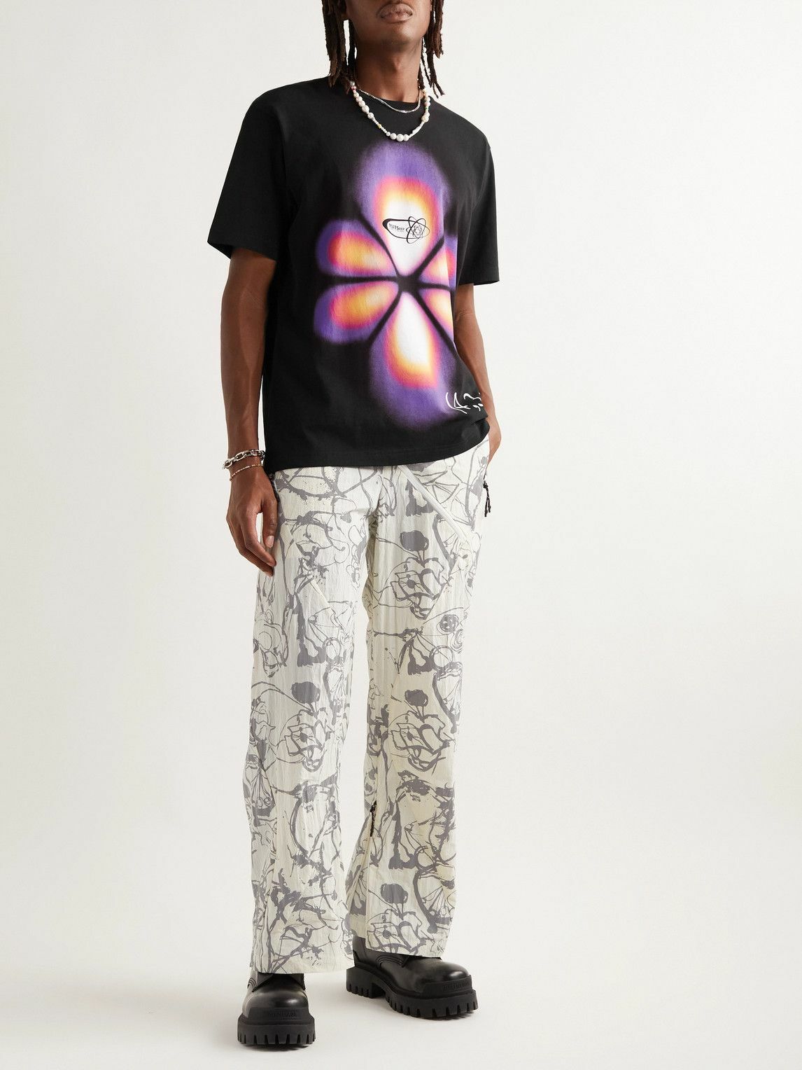 MSFTSrep - Printed Cotton-Jersey T-Shirt - Black MSFTSrep