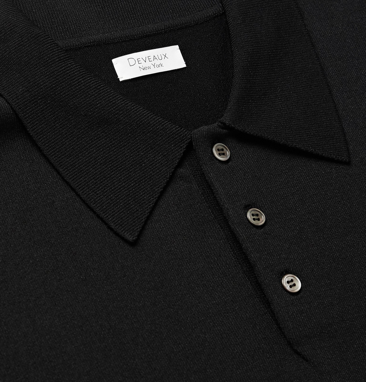 Deveaux - Knitted Polo Shirt - Black Deveaux New York