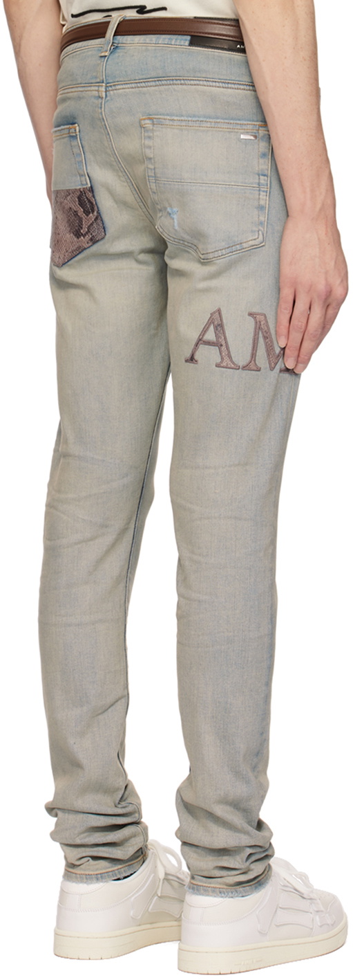 AMIRI Blue 'AMIRI' Snake Logo Skinny Jeans Amiri