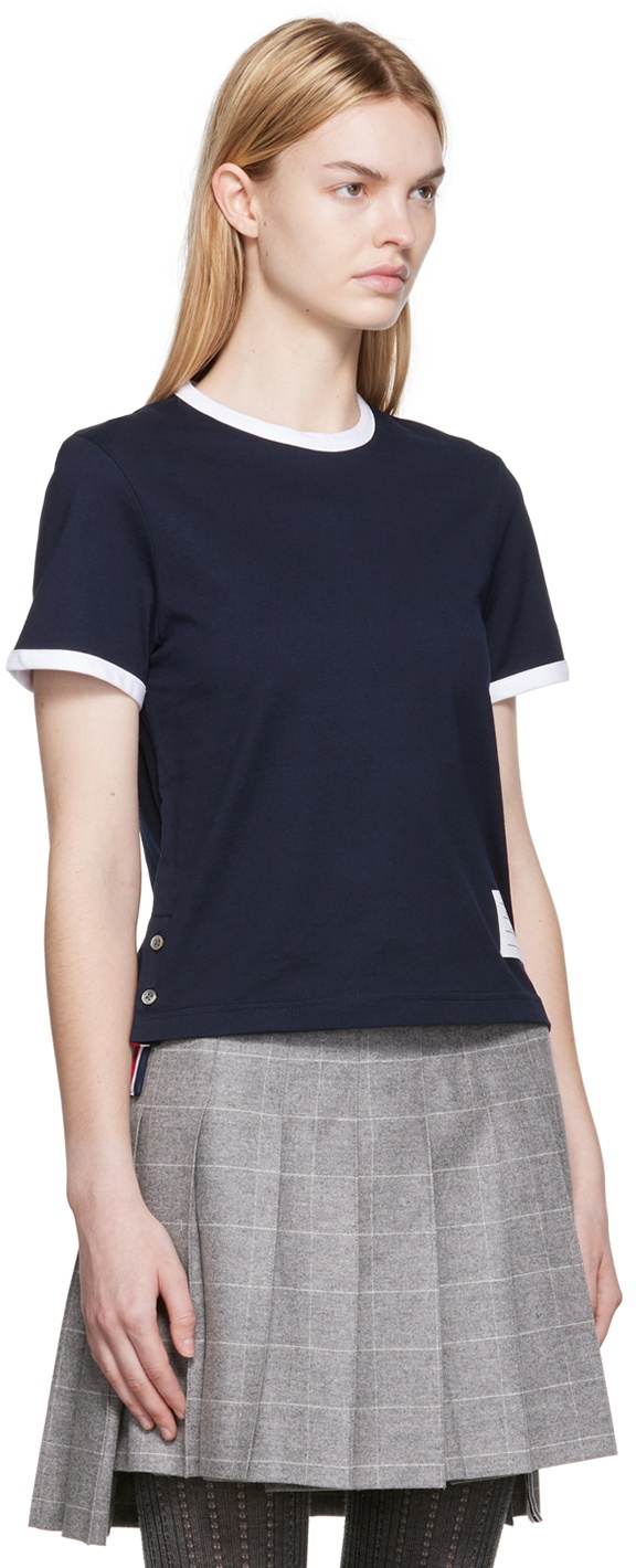 Thom Browne Navy Ringer T-Shirt Thom Browne