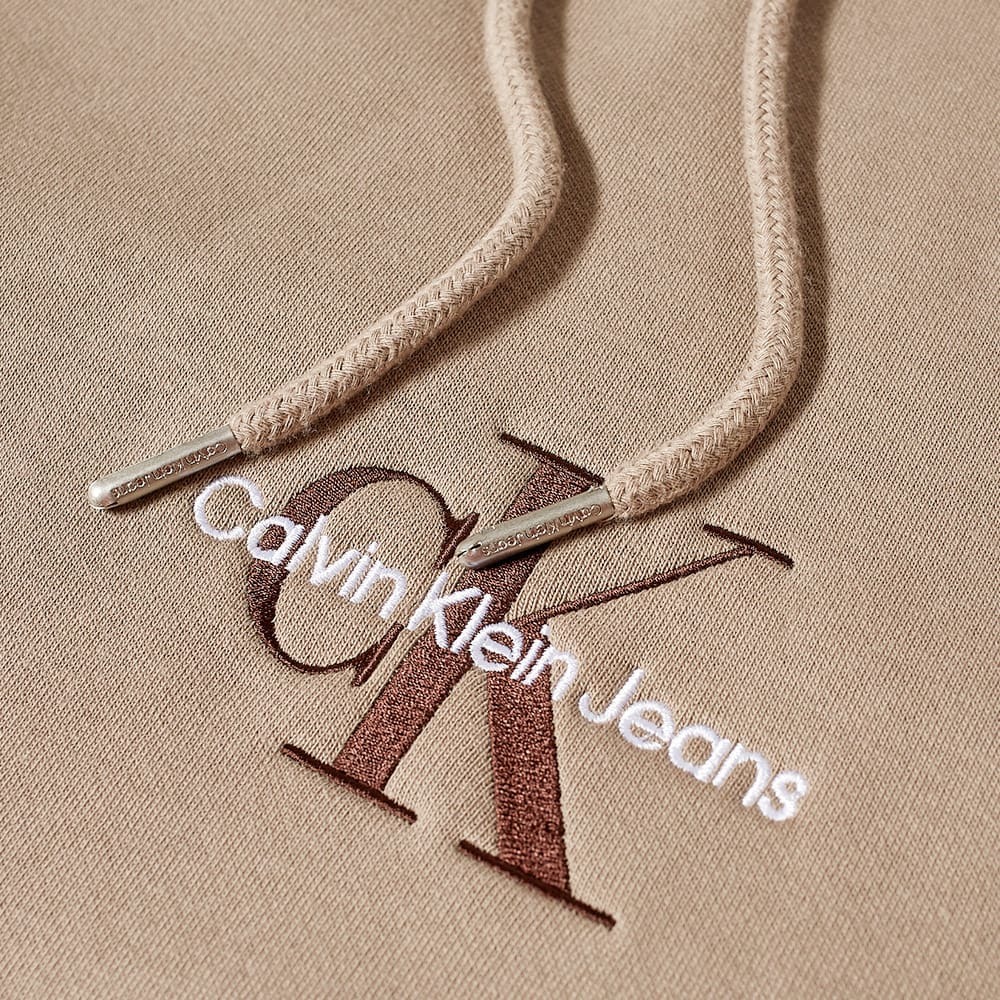 Calvin Klein Men's Monologo Hoody in Beige Calvin Klein