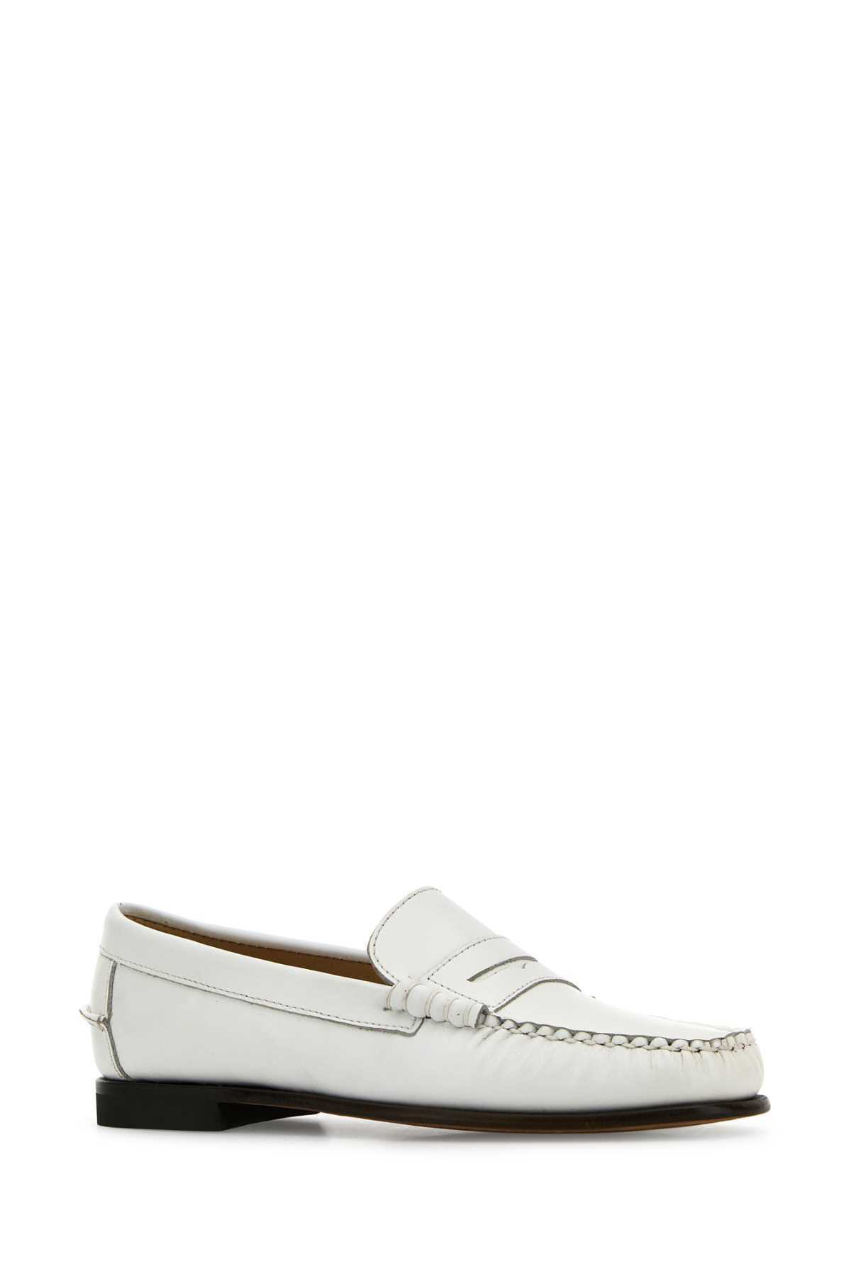Sebago White Leather Danielle Pop Loafers Sebago