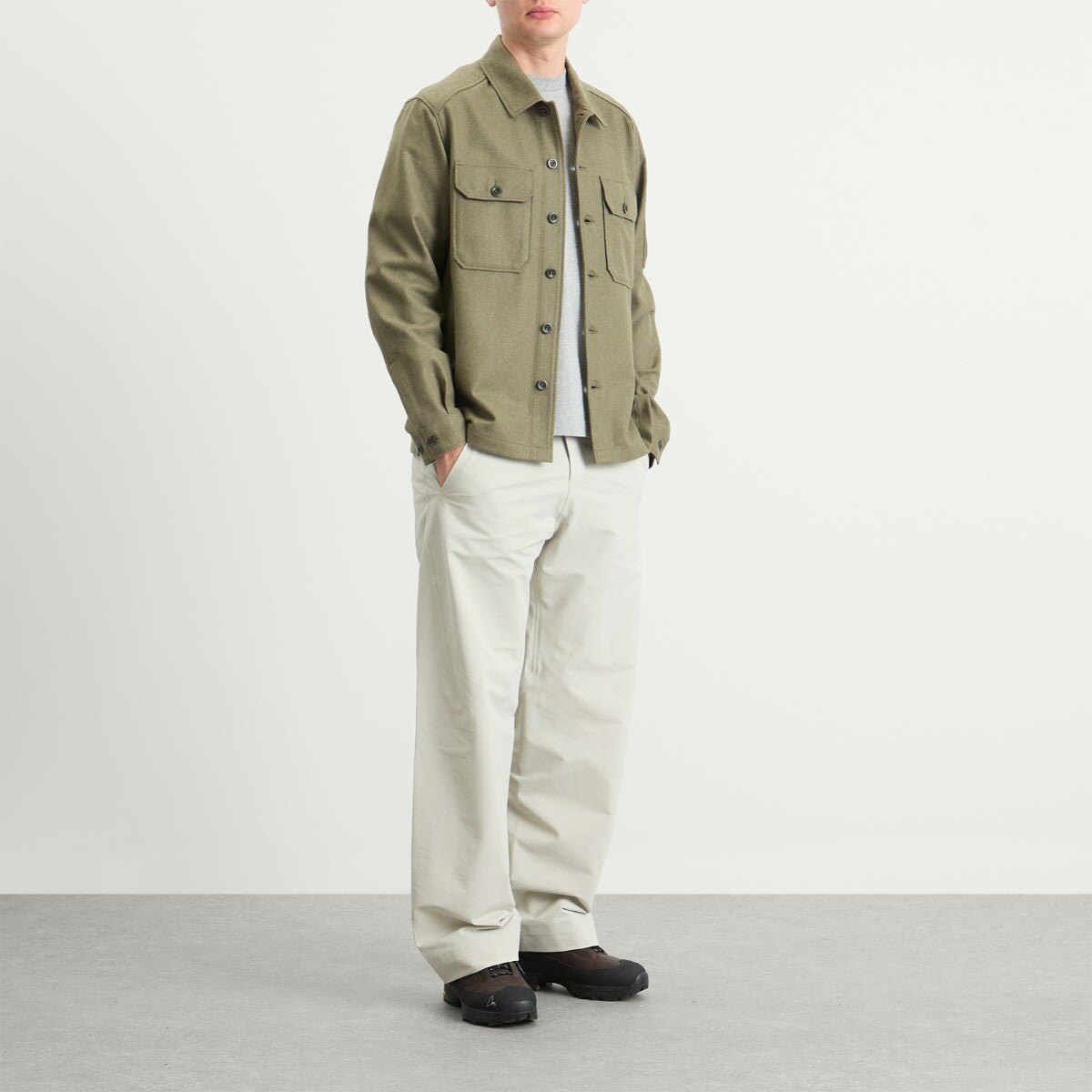 C.P. Company Men's Felt Lens Overshirt in Capers C.P. Company