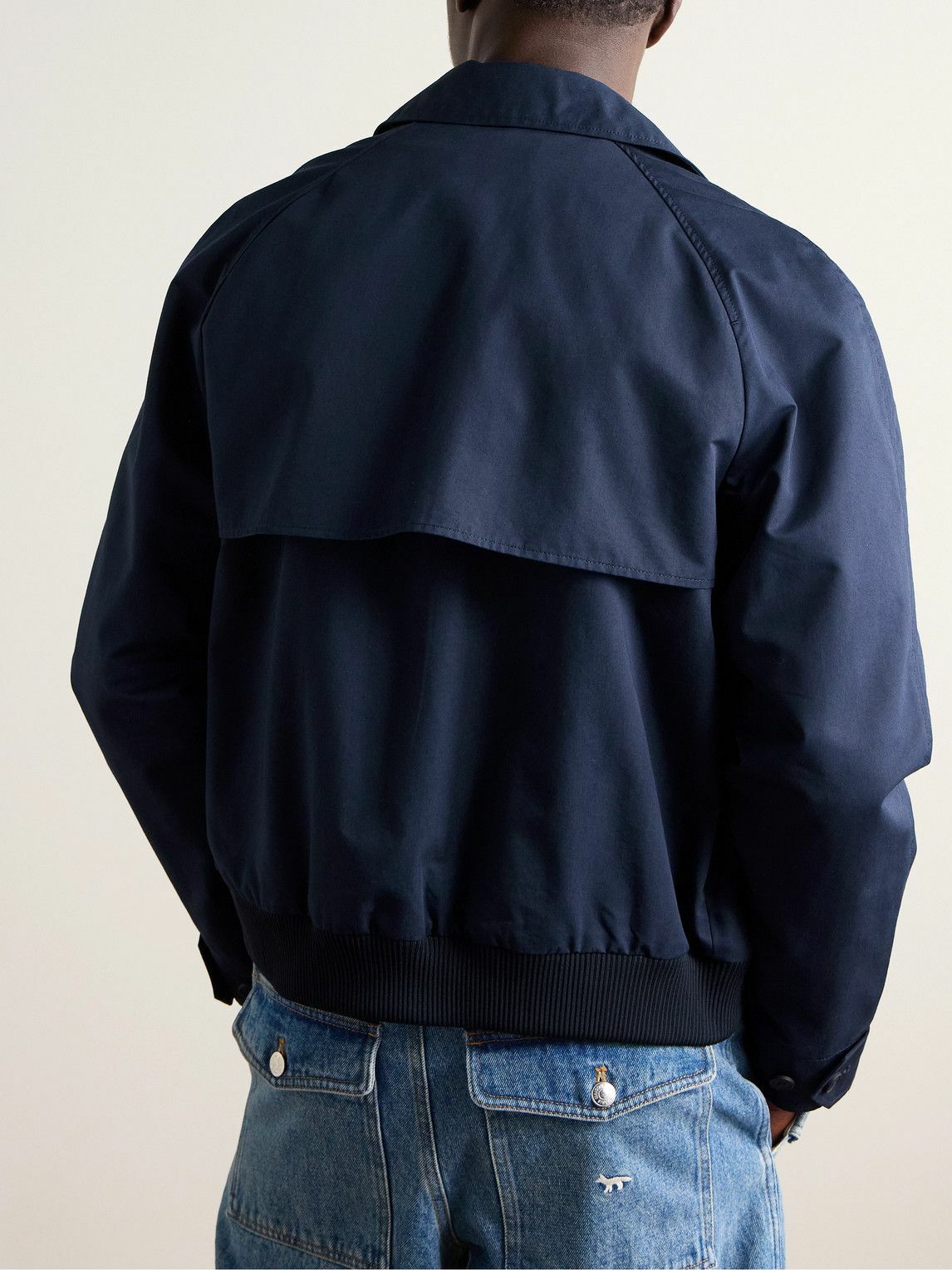 Maison Kitsuné - Logo-Appliquéd Cotton-Blend Harrington Jacket - Blue ...