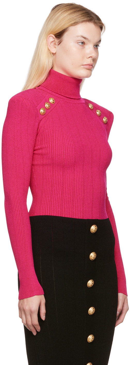 Balmain Pink Button Turtleneck Balmain