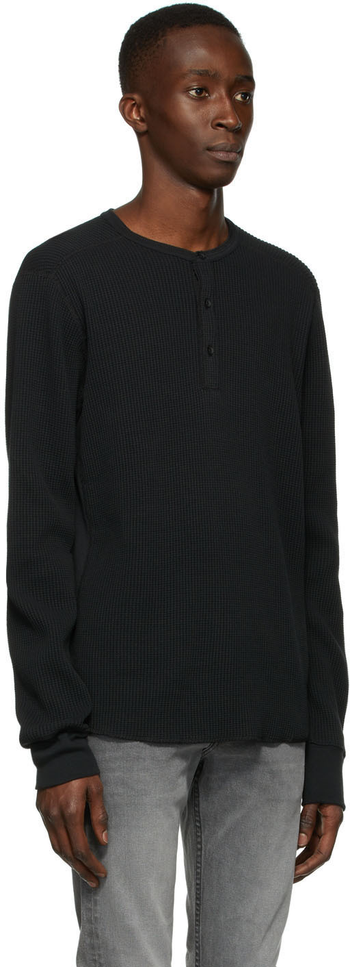 rag & bone Black Waffle Devon Henley Rag and Bone