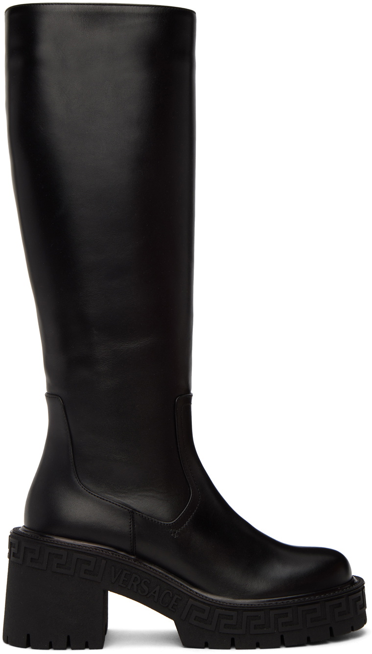 Versace Black Greca Boots Versace