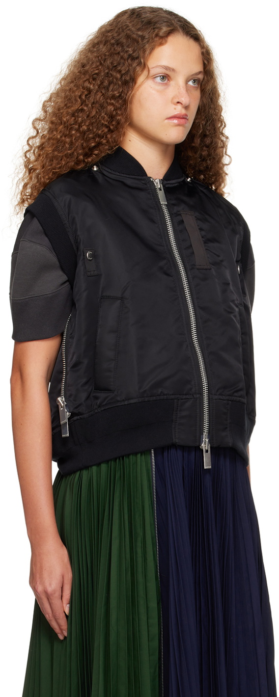 sacai Black Convertible Bomber Jacket Sacai
