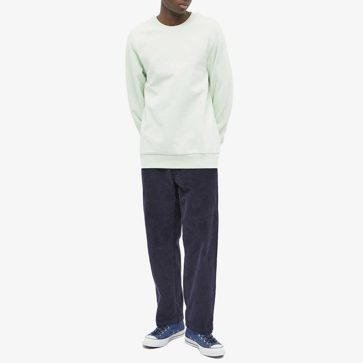 Blue Flowers Men's Pencraft Sweat in Pale Mint Blue Flowers