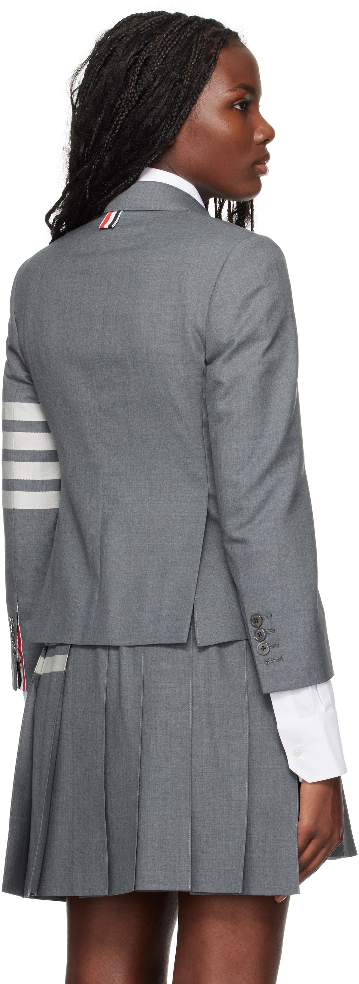 Thom Browne Gray High Armhole 4-Bar Blazer Thom Browne
