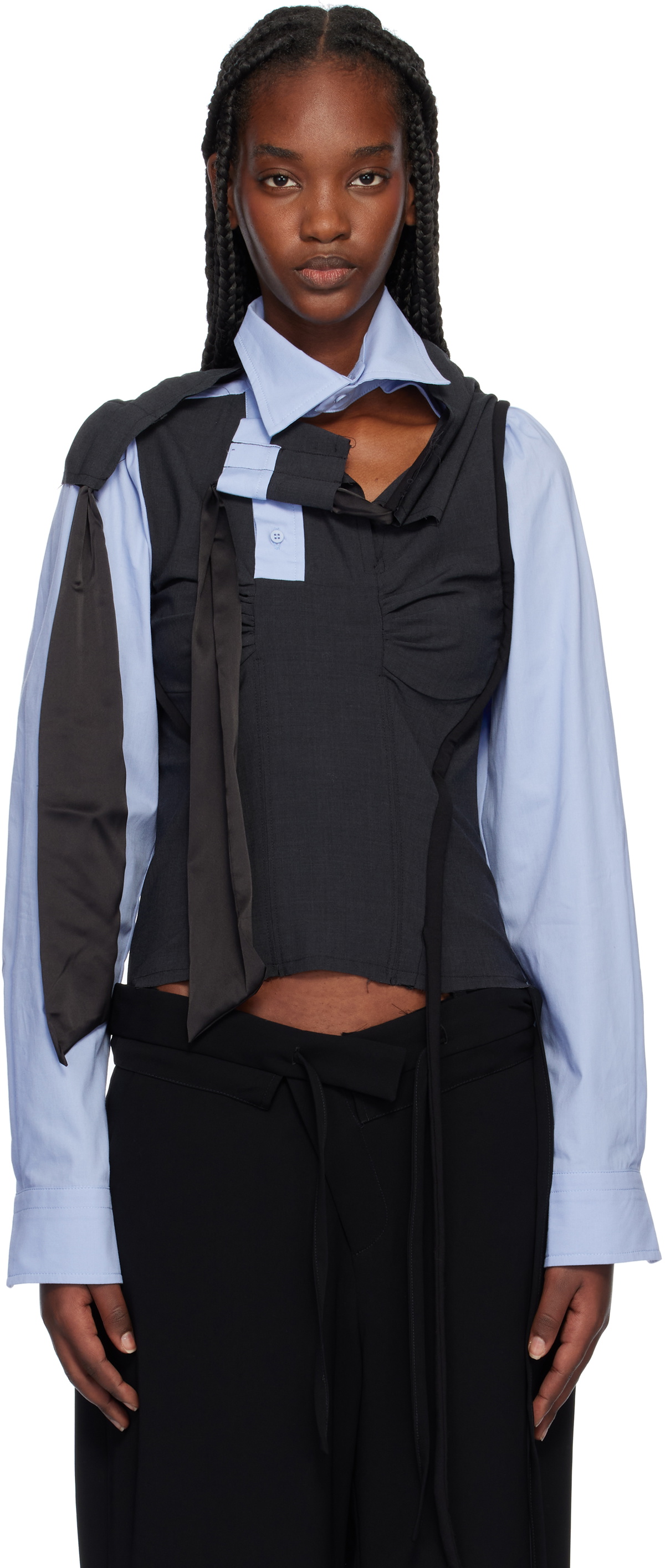 Ottolinger Blue Deconstructed Lavallière Shirt Ottolinger