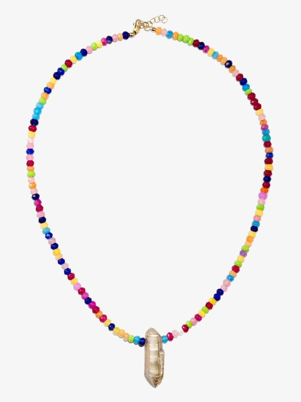 Roxanne First 9K Yellow Gold Crystal Amulet Jade Beaded Necklace ...