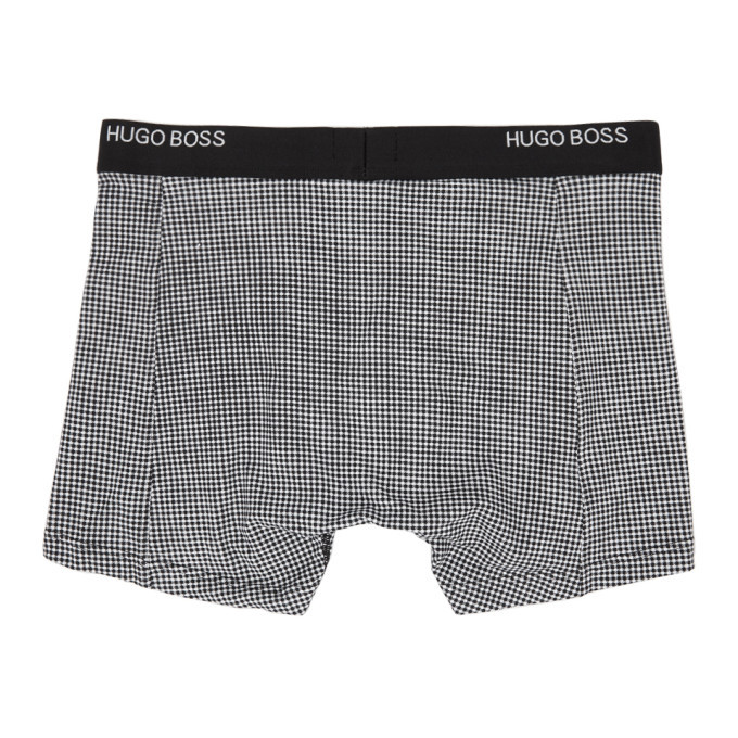 Boss Two-Pack Black and White Check Boxer Briefs BOSS