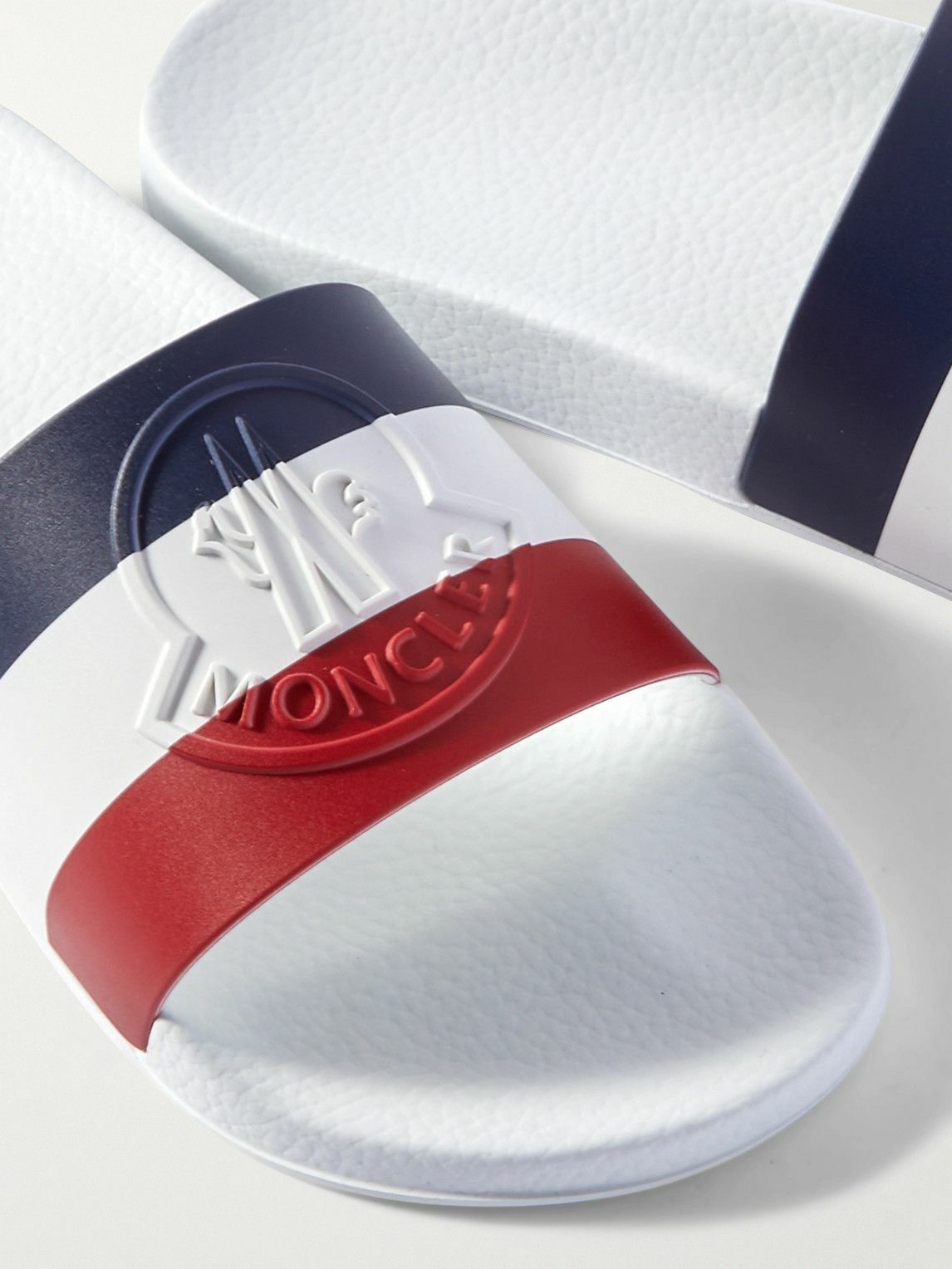 Moncler - Basile Logo-Embossed Striped Rubber Slides - White Moncler