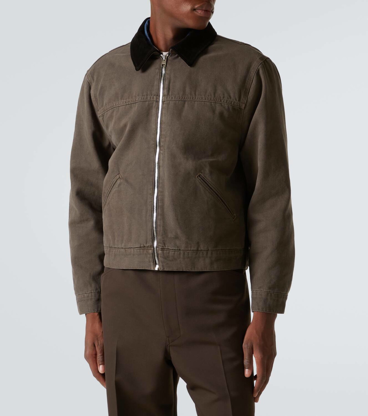 Frame Suede-trimmed cotton canvas jacket Frame Denim