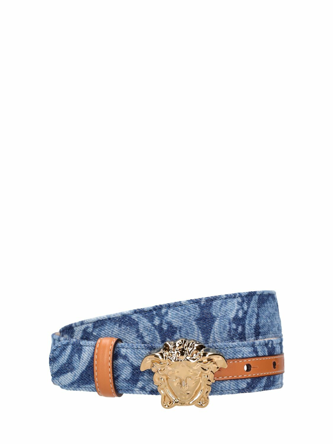 VERSACE - 30mm Medusa Denim Belt Versace