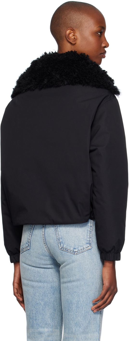 Yves Salomon Black Lambswool Short Parka Down Jacket Yves Salomon