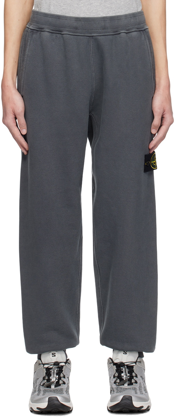 Stone Island Gray Garment-Dyed Sweatpants Stone Island