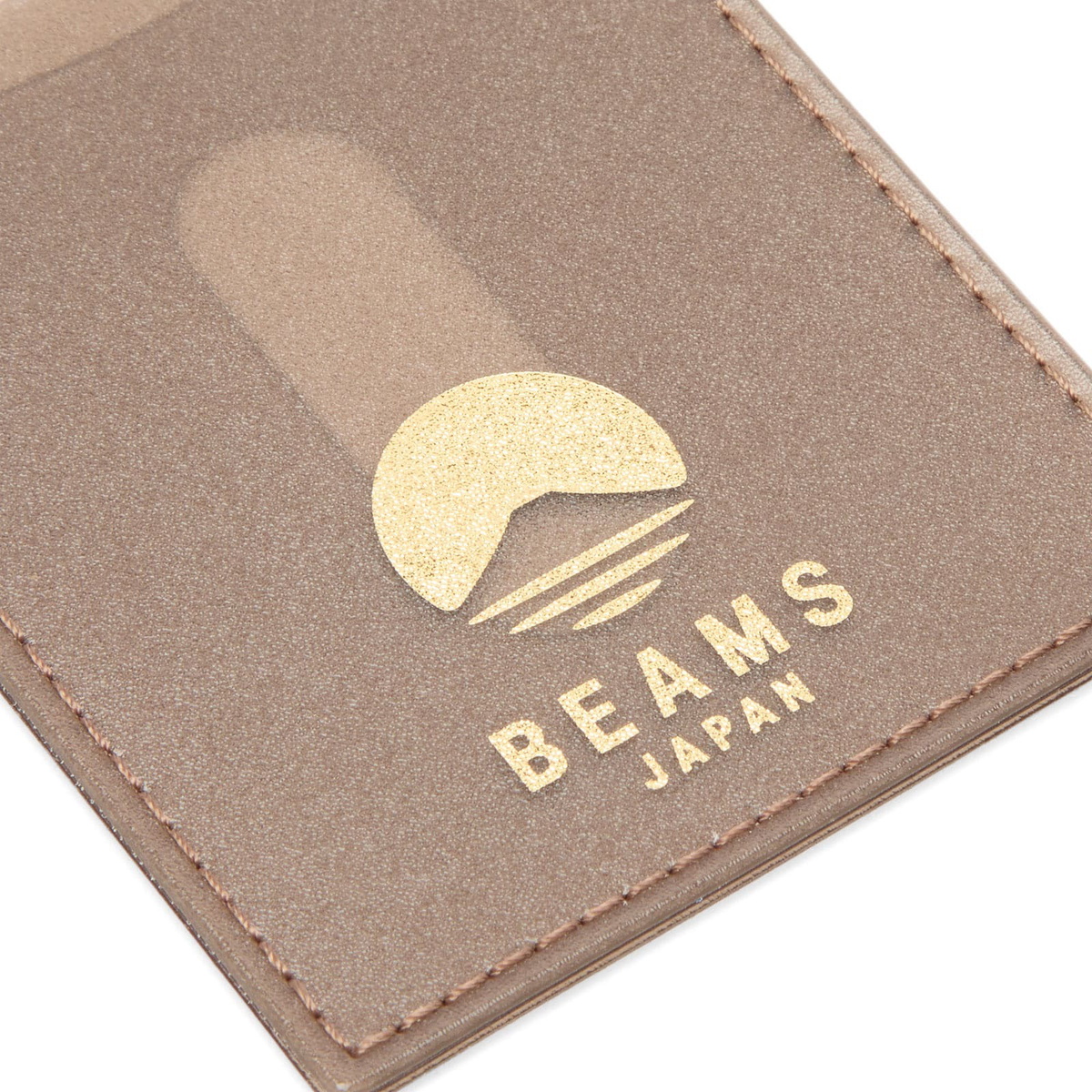 BEAMS JAPAN Logo Card Case in Brown BEAMS JAPAN