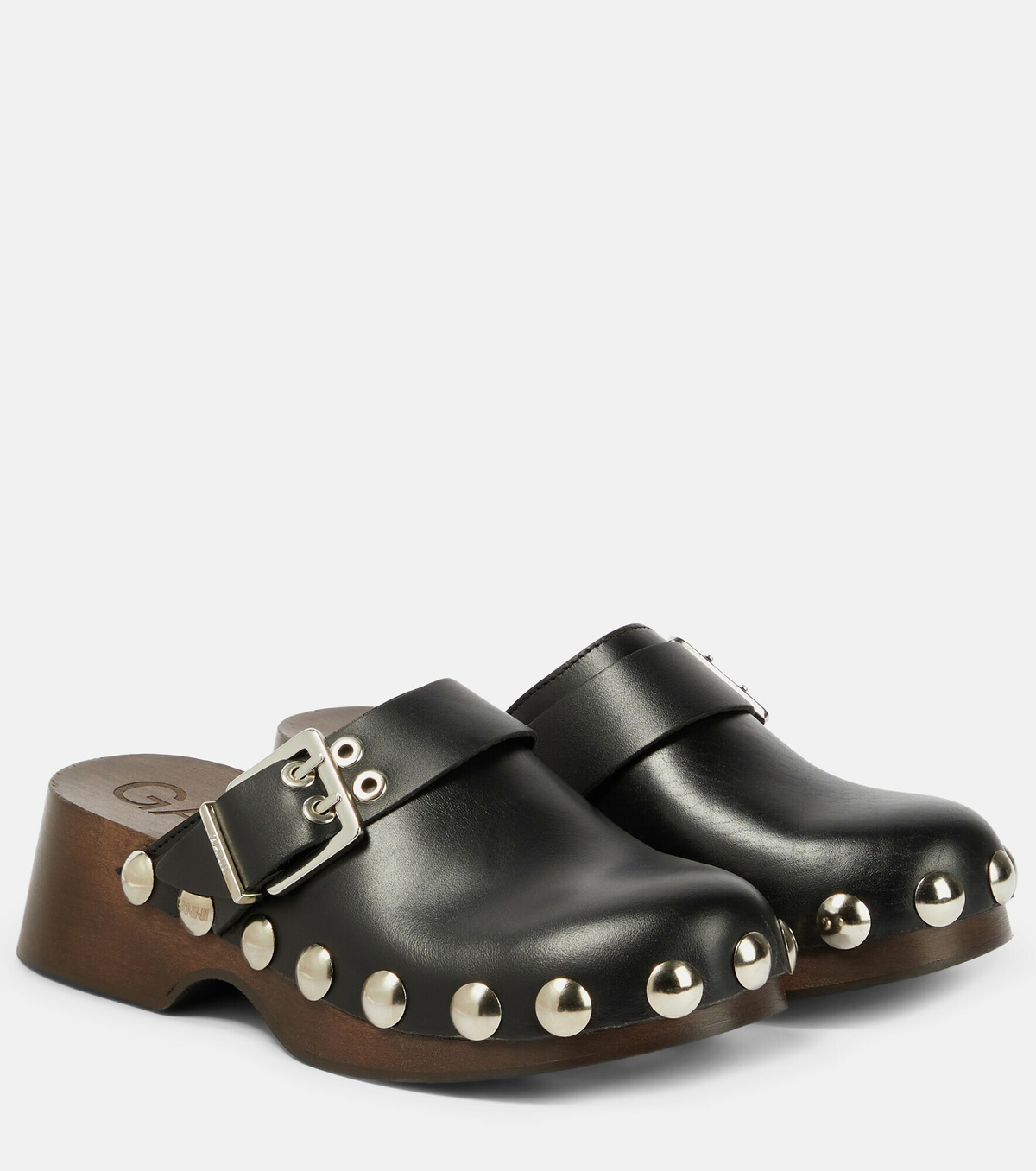 Ganni - Embellished leather clogs GANNI