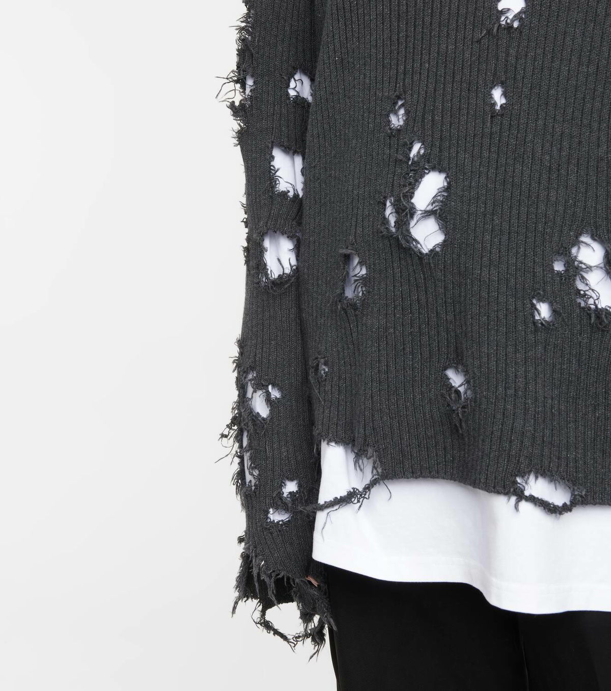 Balenciaga Distressed ribbed-knit cotton sweater Balenciaga