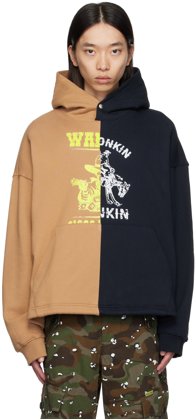 AFTER PRAY Beige & Navy Opposition Half Panel Hoodie
