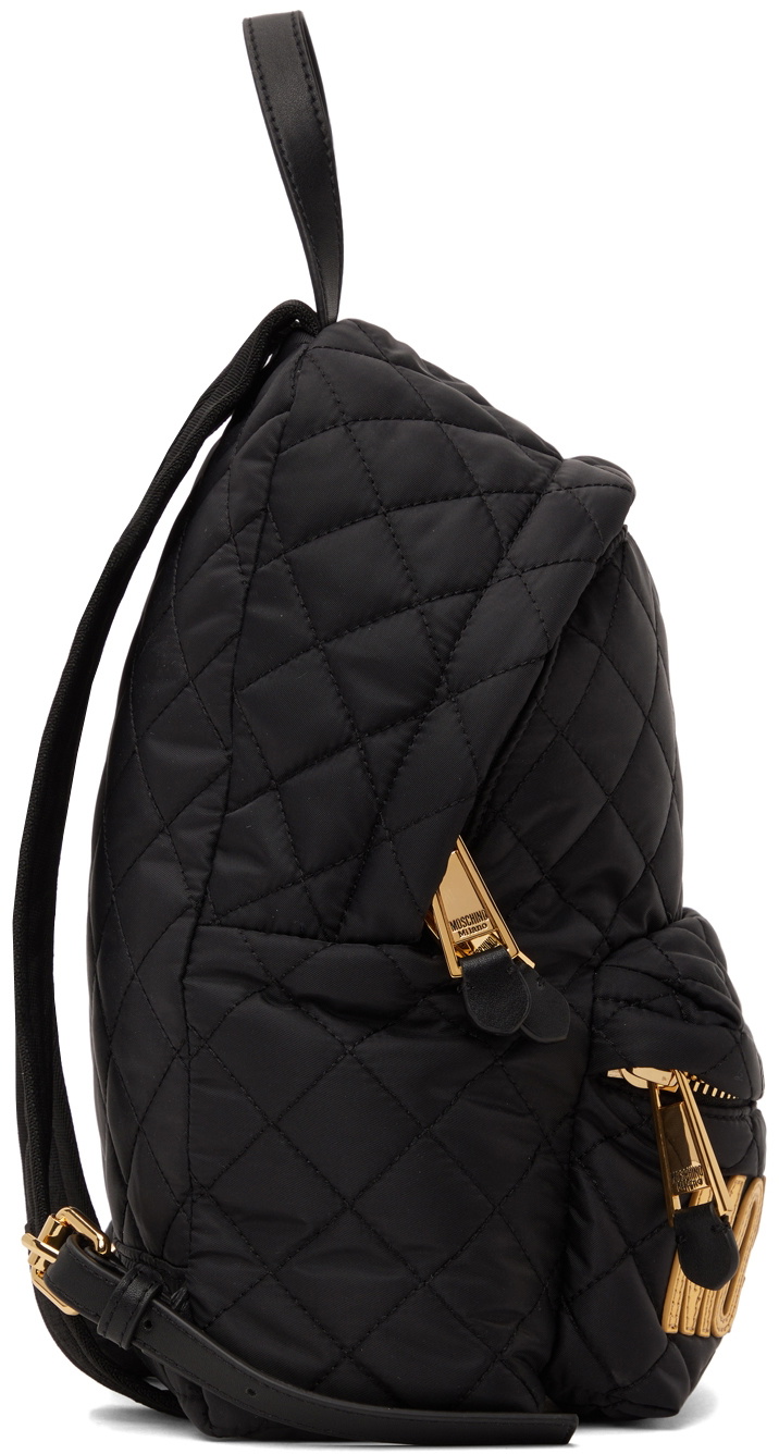 Moschino Black Quilted Logo Backpack Moschino