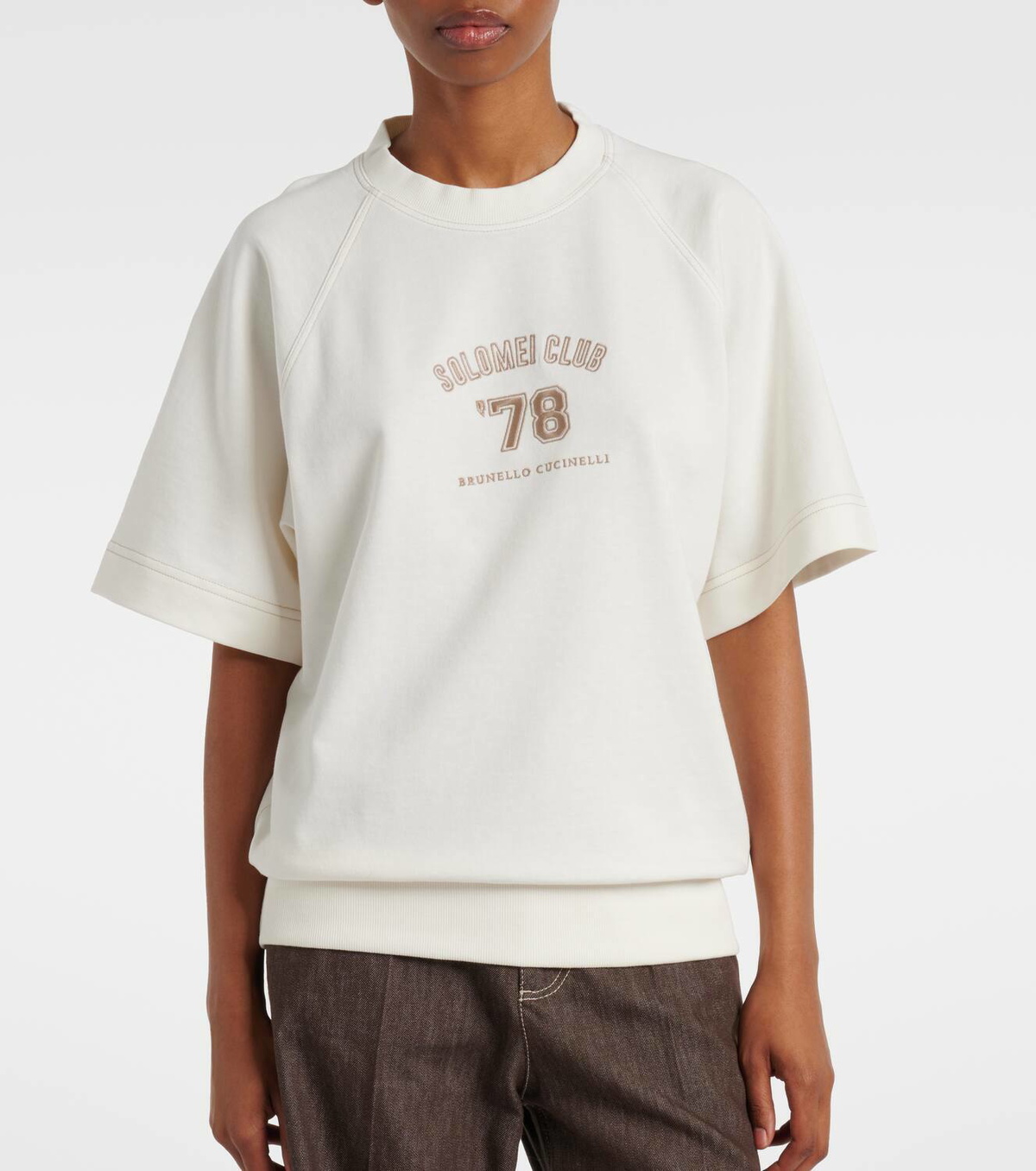 Brunello Cucinelli Logo patch-appliqué cotton jersey T-shirt Brunello ...