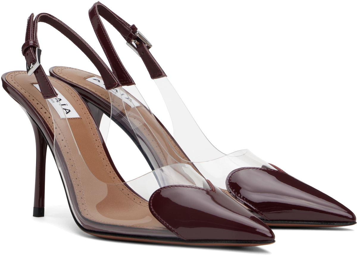 ALAÏA Burgundy 'Le Cœur' Slingback Heels ALAÏA