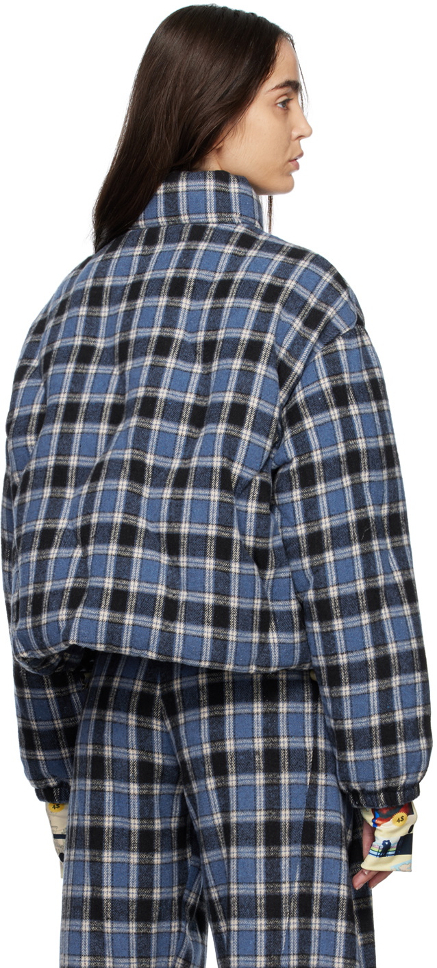 Kijun Blue Check Flow Down Jacket Kijun