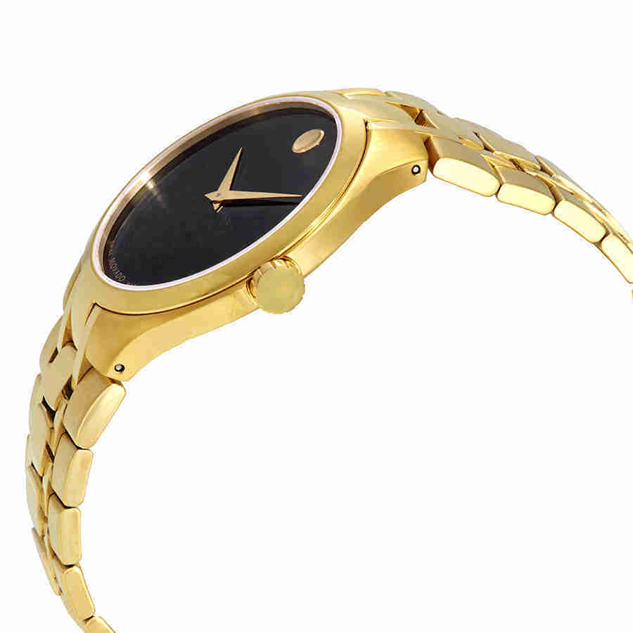Movado Black Dial Yellow Gold PVD Watch 0607227 Movado