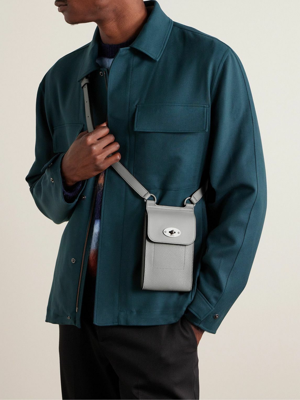 Mulberry - Mini Antony Leather-Trimmed Eco Scotchgrain Pouch Mulberry