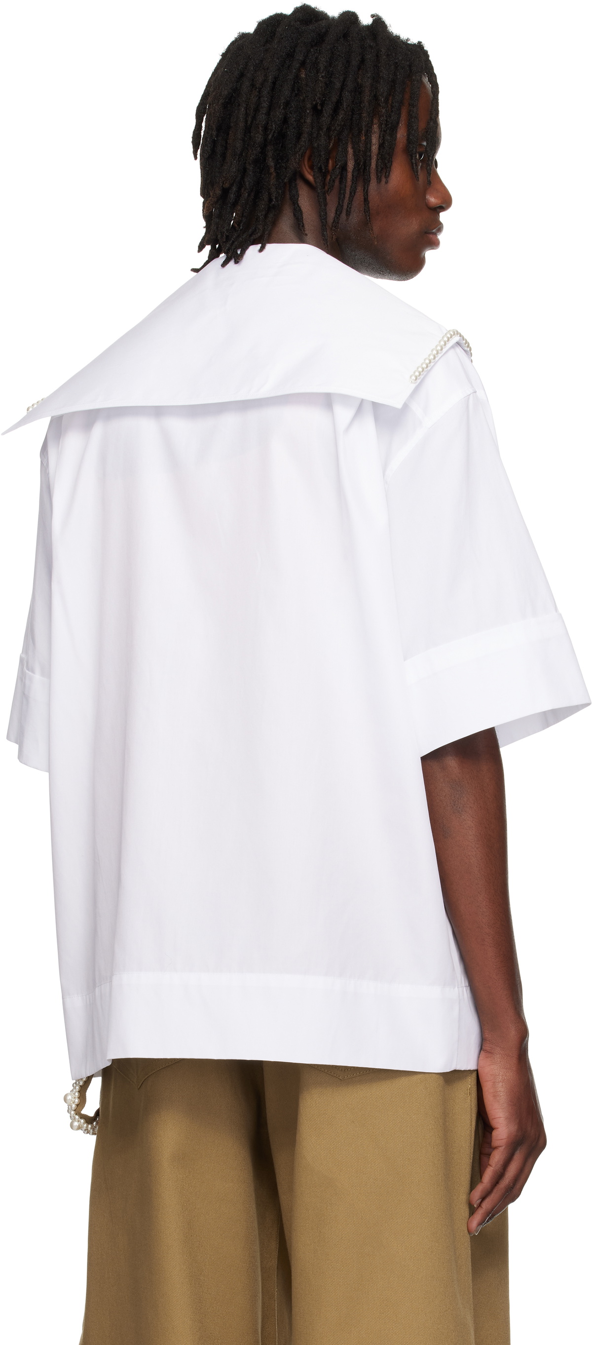 Simone Rocha White Cargo Flap Pocket Sailor Collar Shirt Simone Rocha
