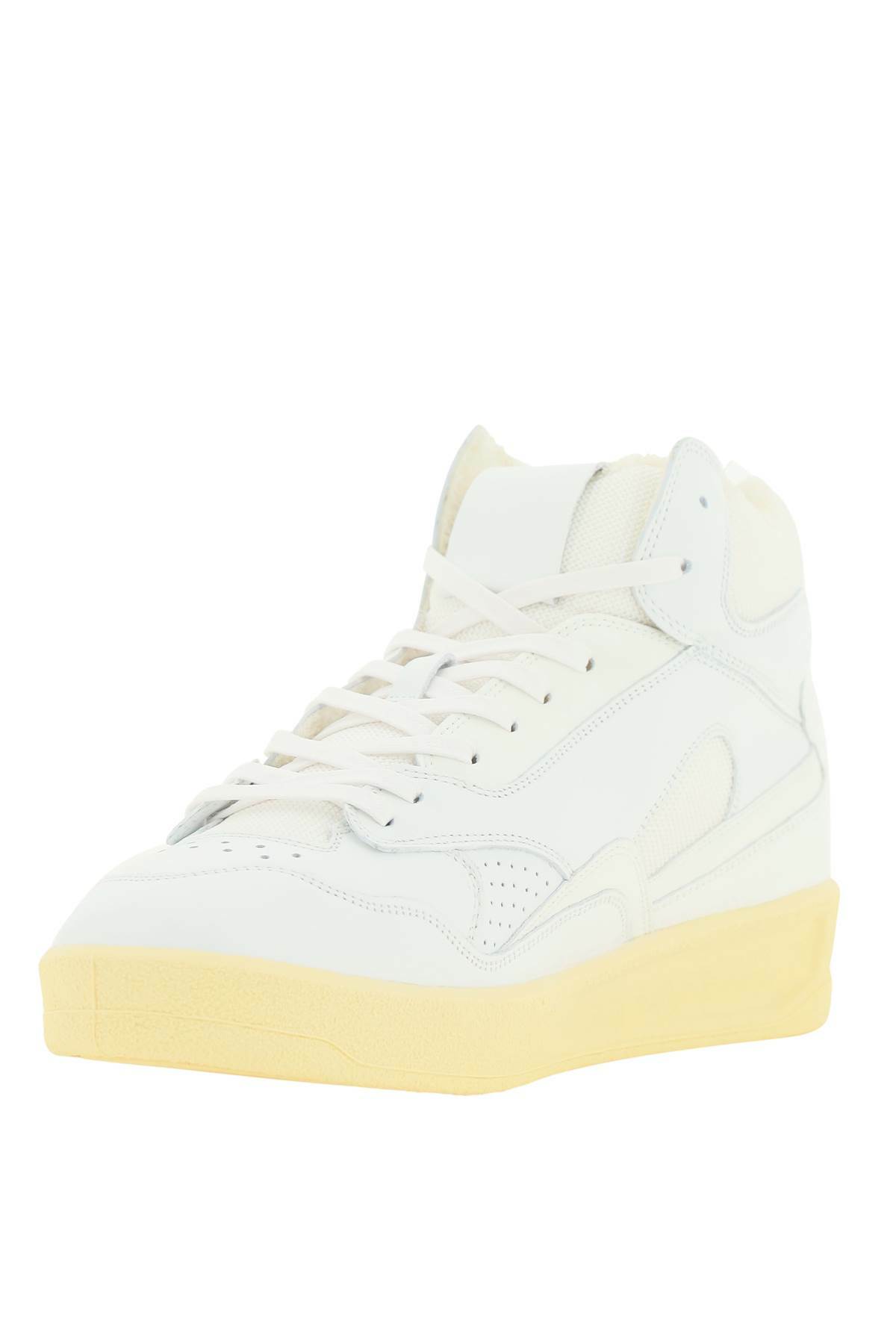 Jil Sander White Leather And Mesh Sneakers Jil Sander
