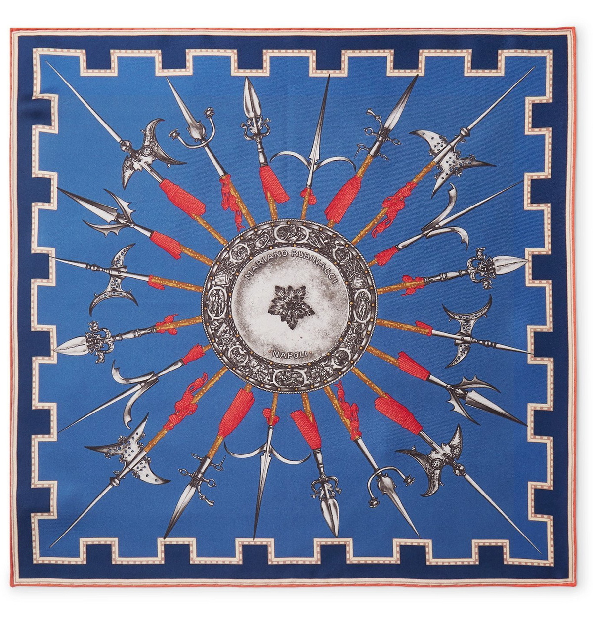 Rubinacci - Printed Silk-Twill Pocket Square - Blue Rubinacci