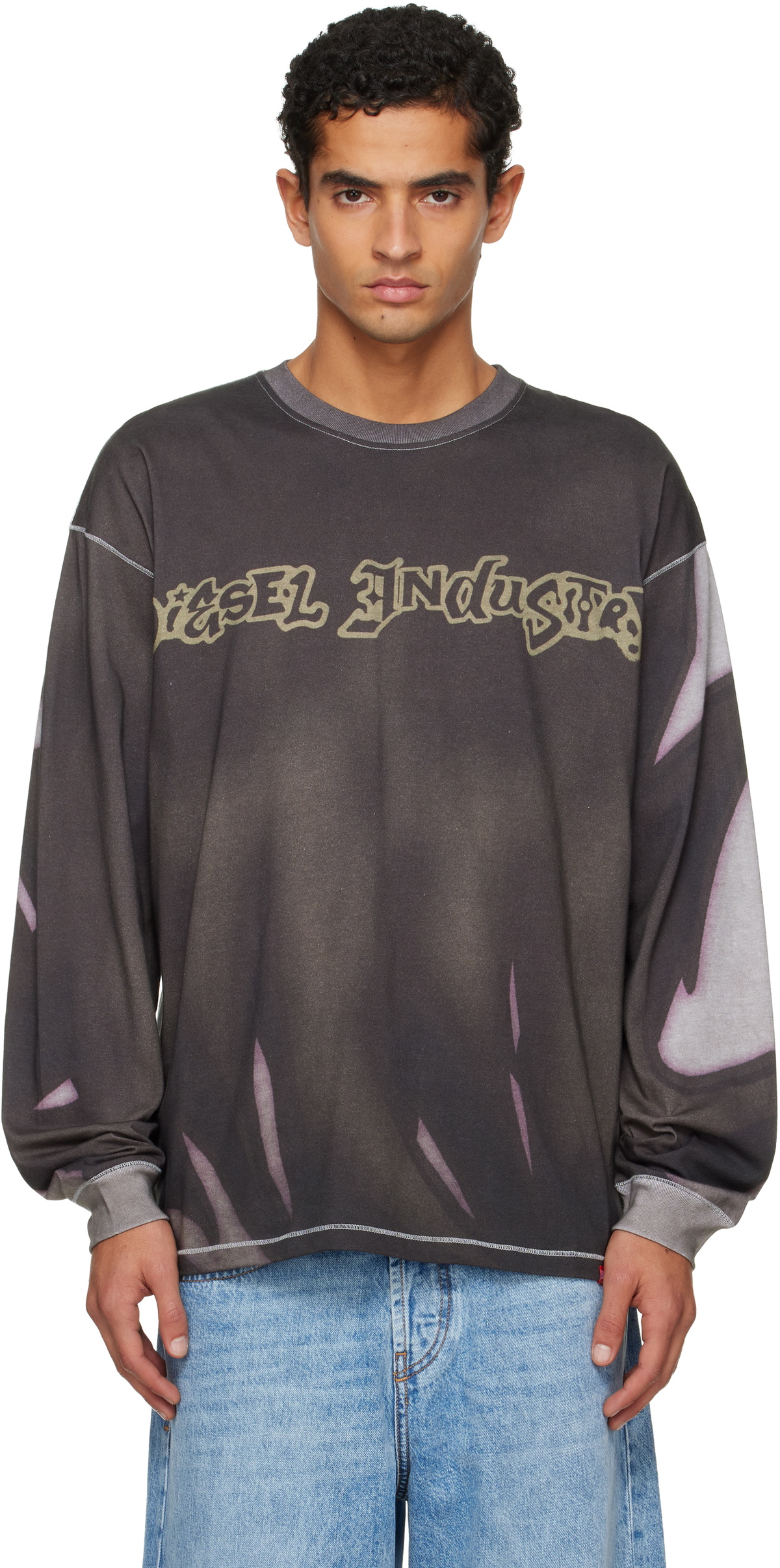Diesel Gray T-Boxt-Ls-Show-V3 T-shirt Diesel
