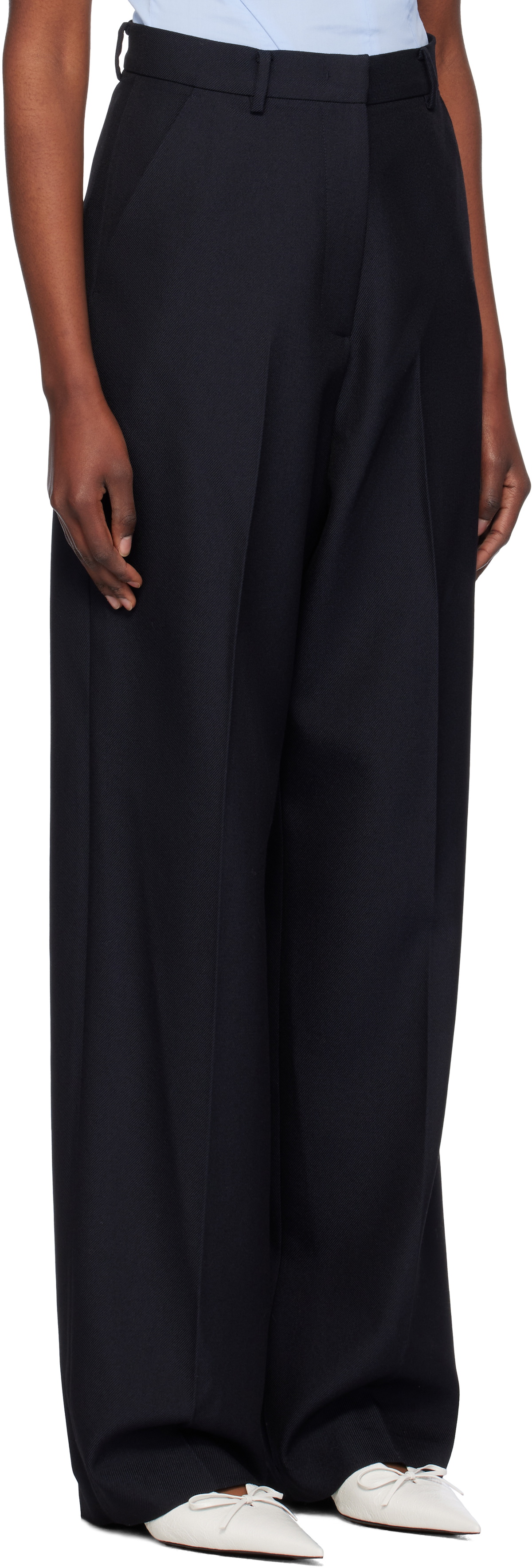Pushbutton Navy Minimal Wide Trousers Pushbutton