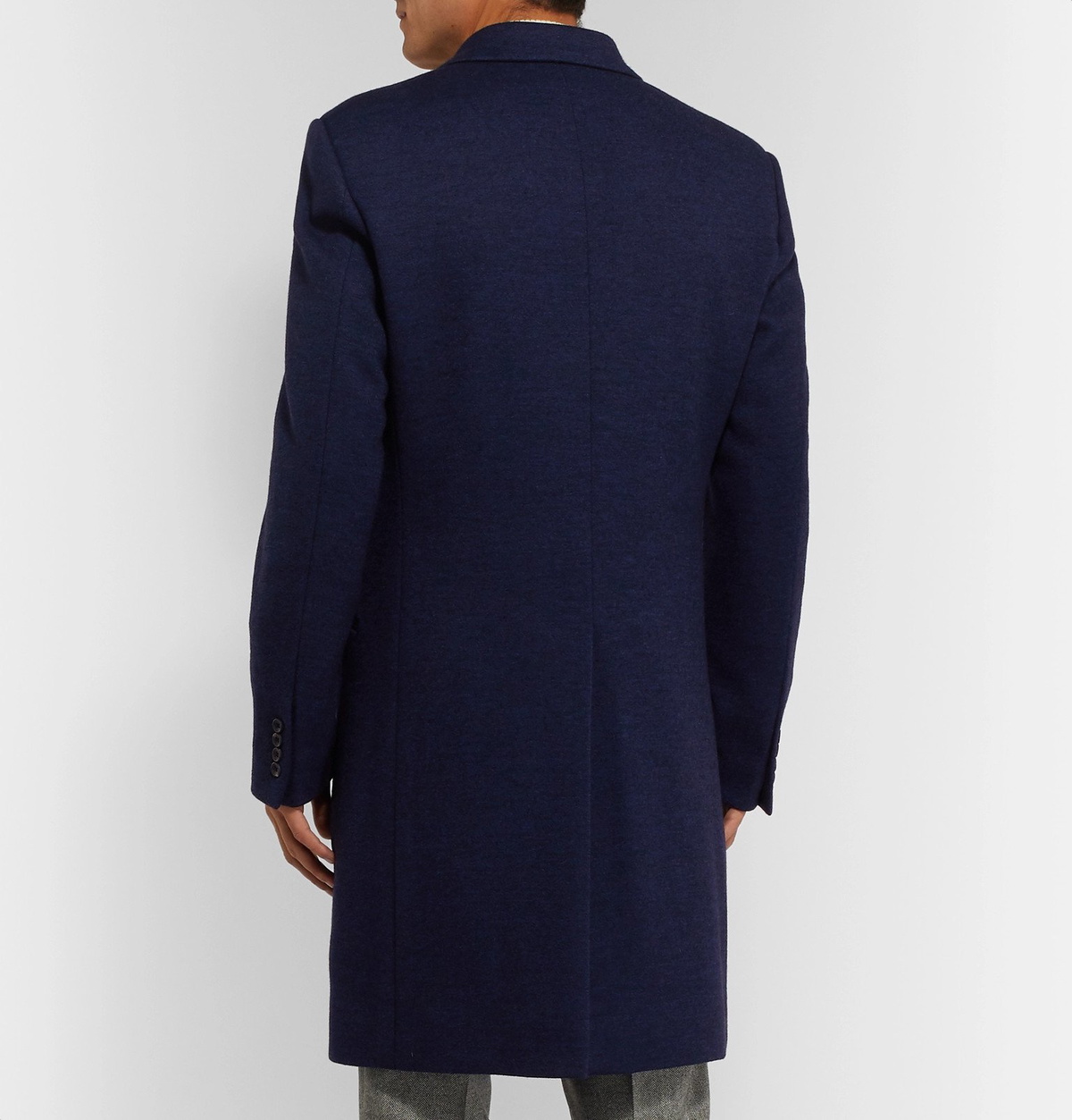 Richard James - Double-Breasted Mélange Wool-Jersey Overcoat - Blue ...