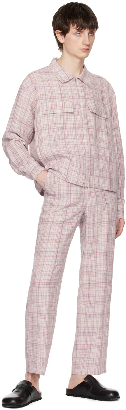 AURALEE Pink & White Check Trousers Auralee