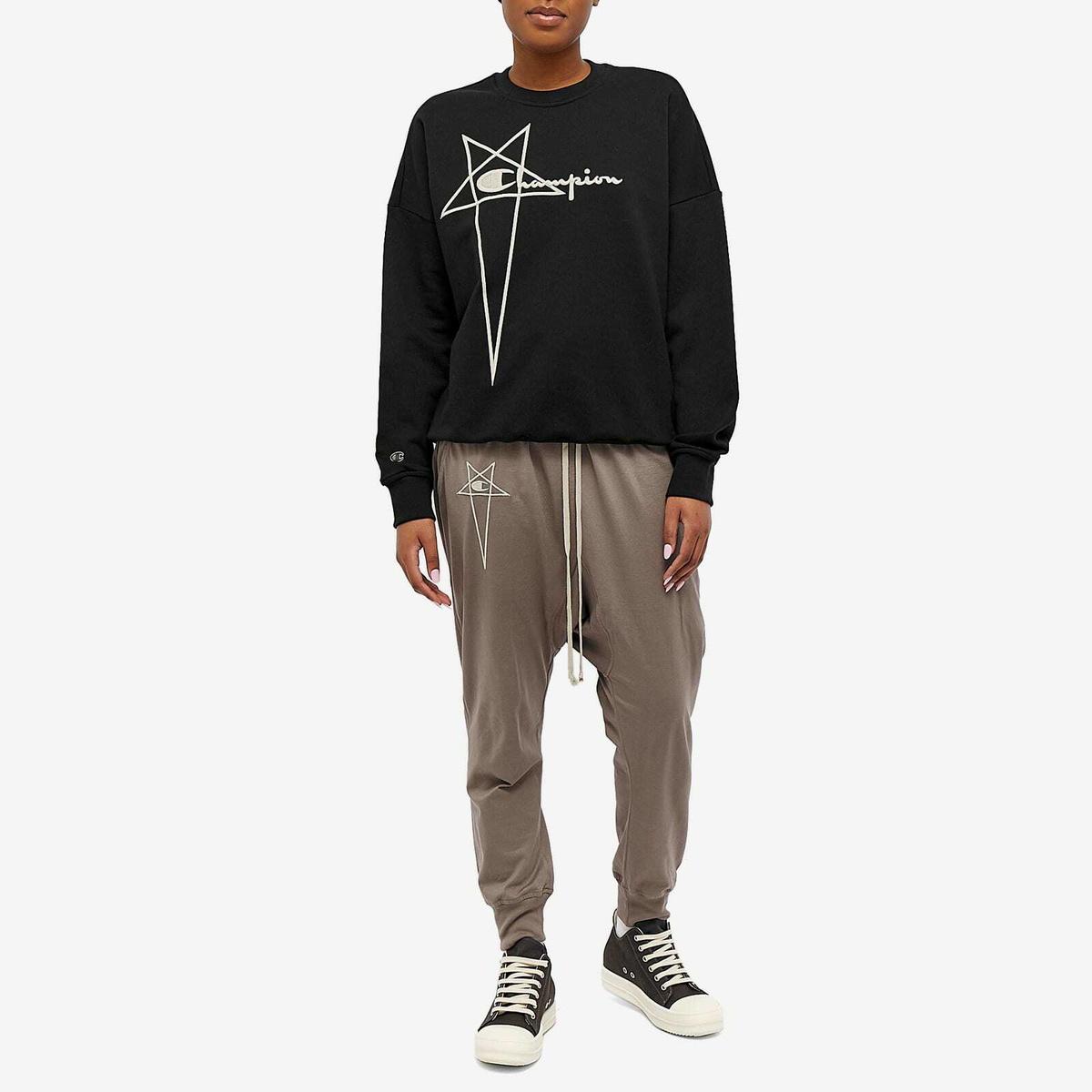 Rick Owens Women's x Champion Pullover Sweat in Black Rick Owens