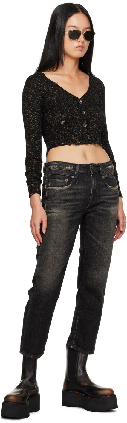 R13 Black Distressed Cardigan R13